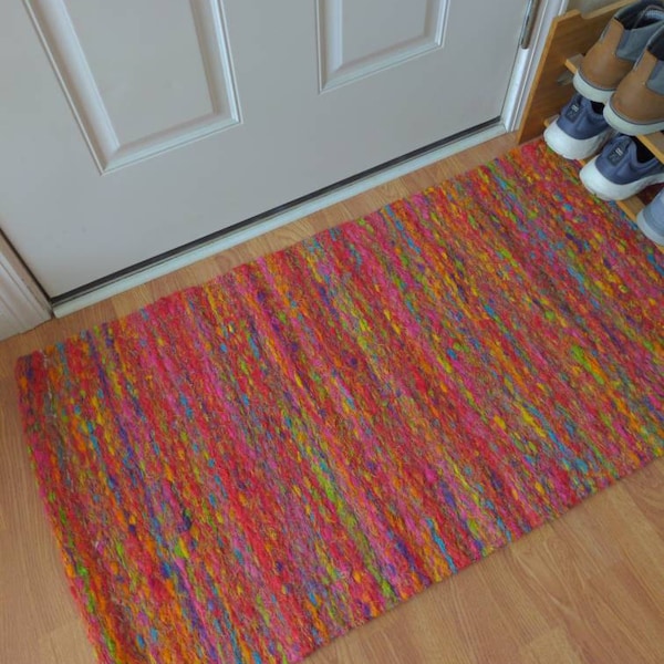 Entryway Sisal Rug, Handwoven Red Lava Welcome Mat, Colorful Doormat ...