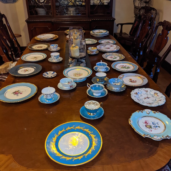 22pc Antique Pink Minton Dinnerware Set W Raised Encrusted Gilded Rims ...