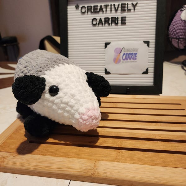 Crochet Possum Pattern NO SEW Opossum Laying Down Sploot Regular Size ...