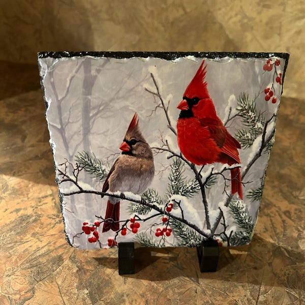 Slate Cardinal Picture, Cardinal Gift, Red Cardinals, Cardinal Plaque ...