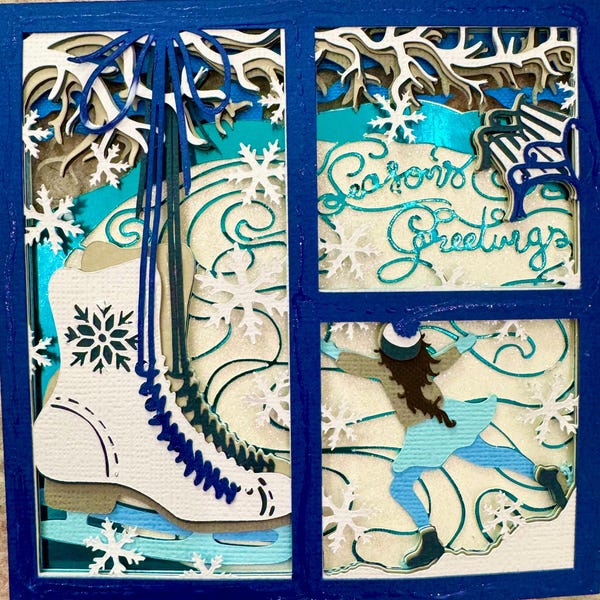 Girl Ice Skating Panels - 3D Shadow Box Layered SVG DXF EPS (cutting ...