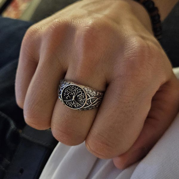 Jesus Christ Men Ring, Religious Signet Ring, IHS Patterned Men Ring ...