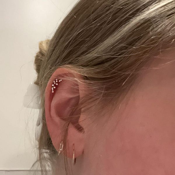 14K Solid Gold Fishbone Tragus Piercing /handmade Flat Back Helix ...