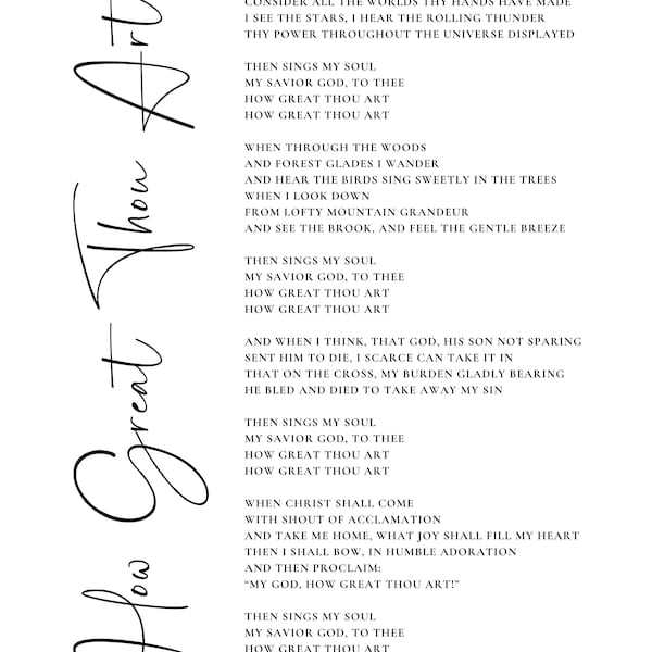 How Thou Art Hymn Print, Christian Wall Art (digital Download) - Etsy