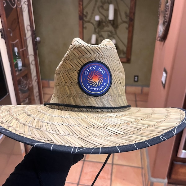 Personalized Straw Hat, Custom Patch Straw Hat, Boating Hat Custom Image Straw Hat Custom Logo ...