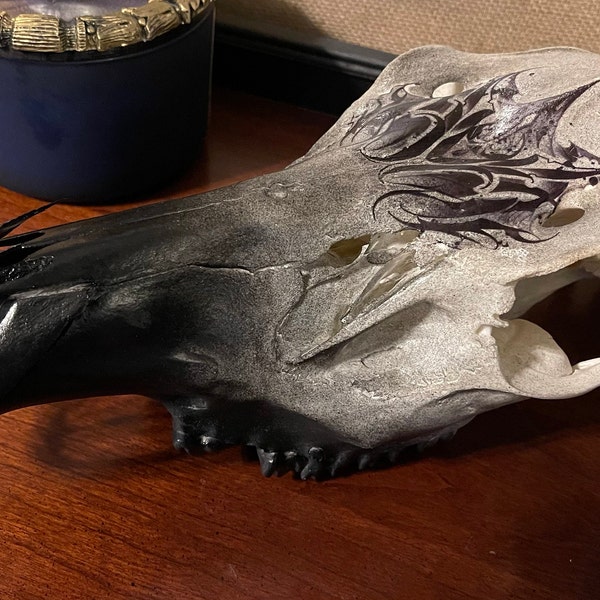 Authentic Hand Carved Bison Skull | Gothic Home Decor | Gemstone Design ...