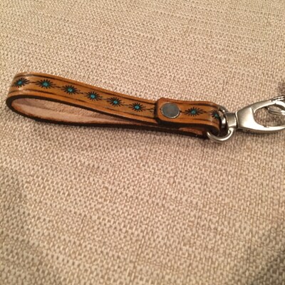 Southwestern Leather Key Fob Handmade Western Keychain Southwestern Sun ...