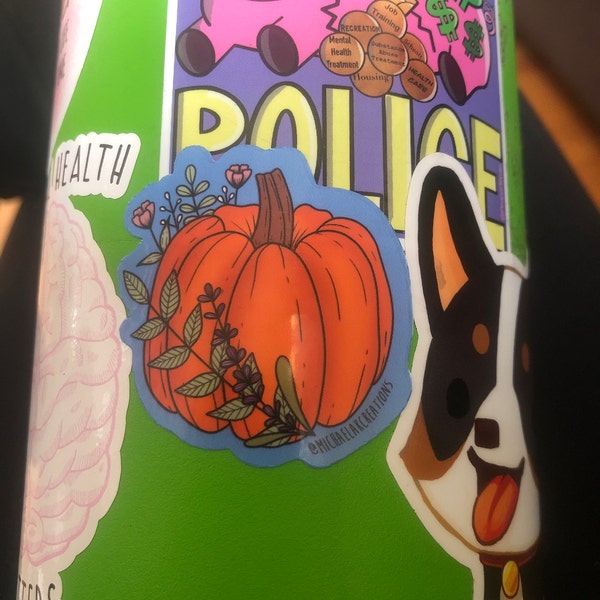 Pumpkin Sticker | Stickers for Hydroflask | Laptop Stickers | Flower ...