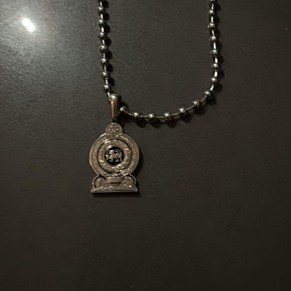 Ceylon 25 Cents Cut Coin Pendant With Necklace Sri Lanka Gold Lion ...