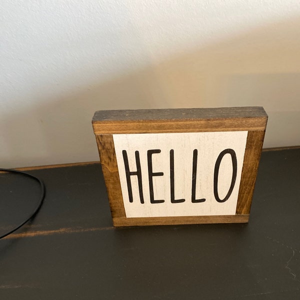 Hello Wood Sign, Simple Hello Sign, HELLO Home Decor, Front Desk Office ...