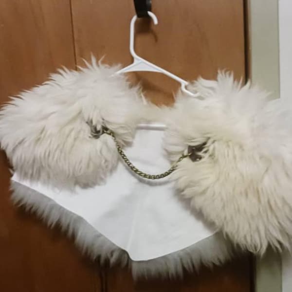 Thick White Viking Sheepskin Cloak With Thorhammer Leather Brooches and ...