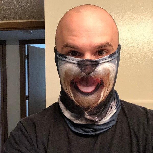 Schnauzer Neck Gaiter, Washable Face Mask Adult, Funny Dog Face ...