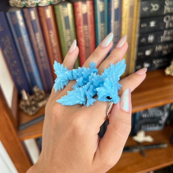 Flexible Dragon 3D Print | Tiny Crystal Dragon Keychain | Hand-painted ...