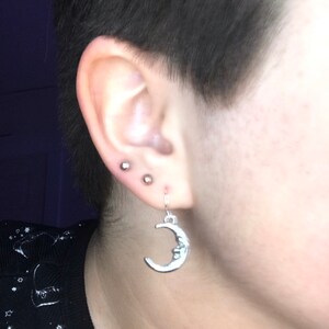 Sun and Moon Earrings, Hypoallergenic Ear Wires, Sterling Silver Ear ...