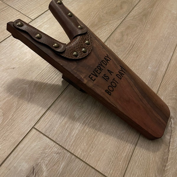 Black Walnut Boot Jack With Water Buffalo Leather: Handmade in Texas - Etsy