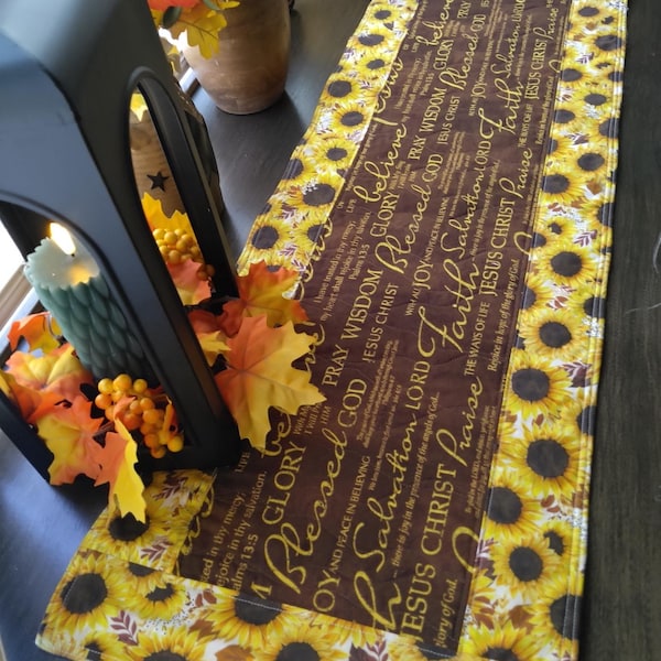 Religious Christian Fabric by the Yard, Brown Gold Faith Bible ...