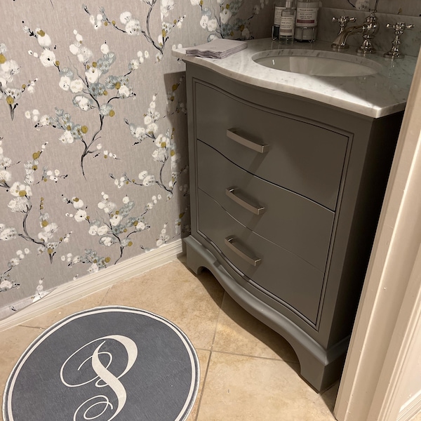 Custom Monogram Round Rug: Personalized Letter Carpet - Etsy