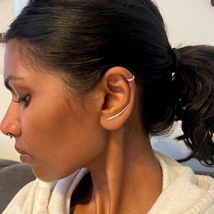 Double Helix Hoop, Sterling Silver Helix Piercing, Conch Hoop, Tiny ...