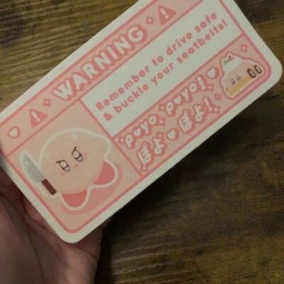 Cute Car Warning Sticker Car Decal, Pink Kawaii, Airbag Label ...