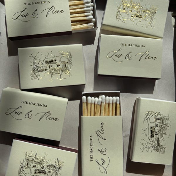 Foiled Wedding Matchboxes #29 - Custom Venue Wedding Matches, Matchbox ...