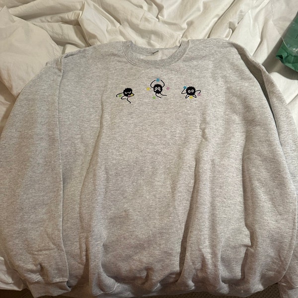 Kawaii Soot Sprite Embroidered Crewneck Sweatshirt, Anime Lover Gift ...
