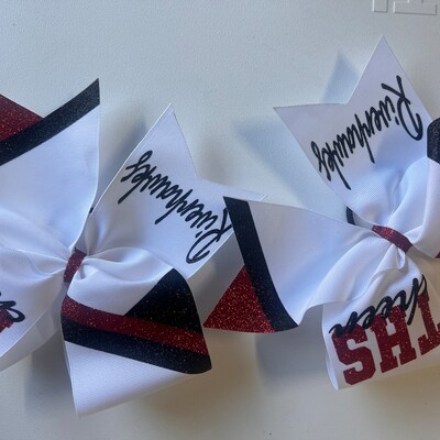 Cheer Bow With Colored Corners, Custom Team Bows, Red Black and White ...