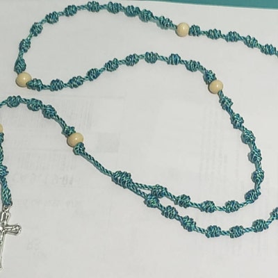 Handmade Knotted Rosary With Decade Beads and Large St. Benedict ...