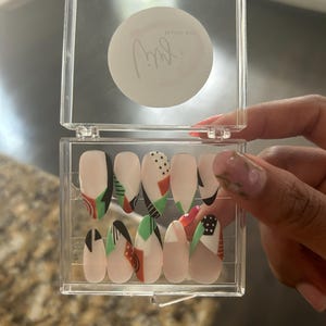 3D Freestyle Almond Goth Press on Nails, Handpainted Luxury Acrylic ...