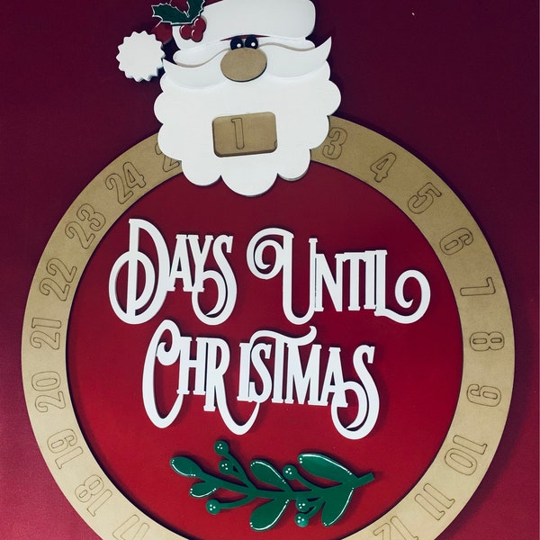 Santa Christmas Countdown Laser Cut File, Christmas Santa Countdown SVG ...