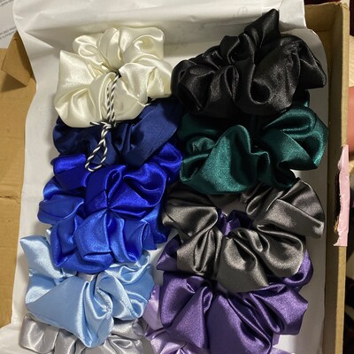 Blue Silk Scrunchie Set Silk Satin Scrunchy Pack Luxury 90s Accessory ...