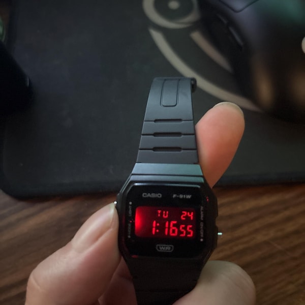 Custom Black Casio F91W Inverted Screen Mod - Etsy