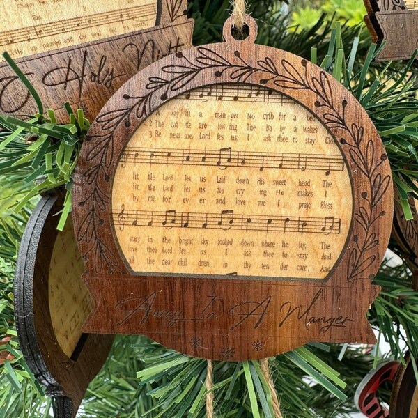 Nativity Sheet Music Ornaments SVG Bundle, Christmas Songs Svg ...