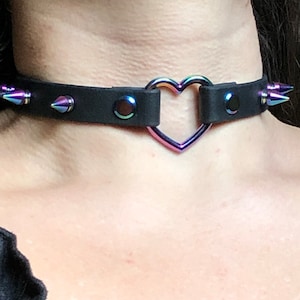 AORTA SINISTER Heart Collar in Black & White Vegan Leather - Etsy