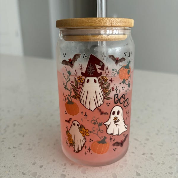 Cottagecore Halloween Coffee Glass, Fall Coffee Glass, Autumn Glass Cup ...