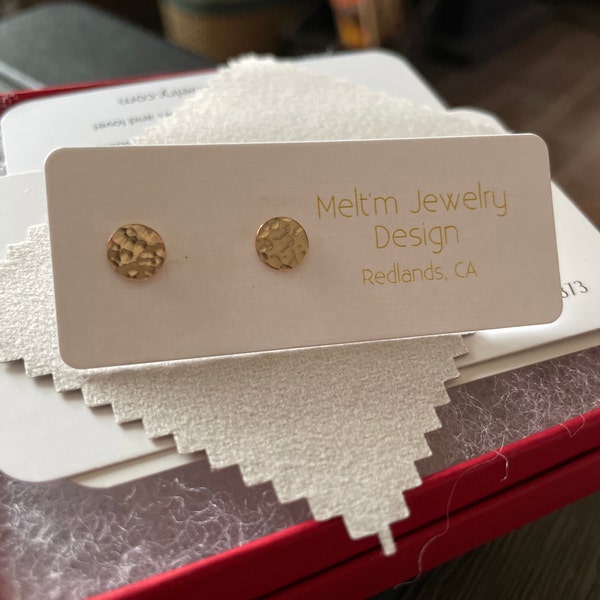 Small Gold Circle Earrings, Hammered Gold Disc Coin Stud Earrings, Gold ...