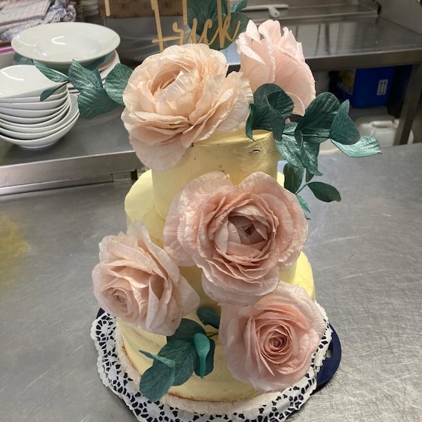 CAKE TOPPER, ROSE Wafer Paper , Edible Flowers, Wedding Cake Decor ...