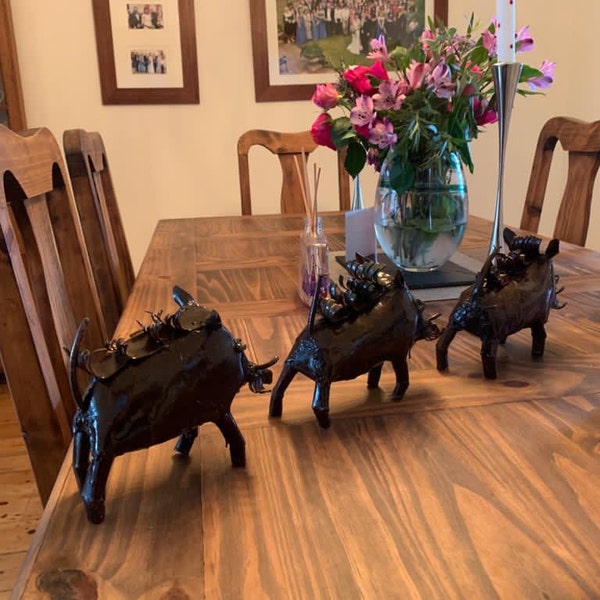 Handcrafted Recycled Metal Warthog Garden Sculpture Reclaimed Materials ...