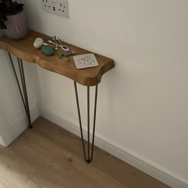 Live Edge Round Corners Console Table Hairpin Legs Wooden Rustic ...