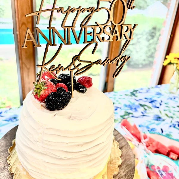 Wedding Anniversary Cake Topper, Personalized 50th Wedding Anniversary ...