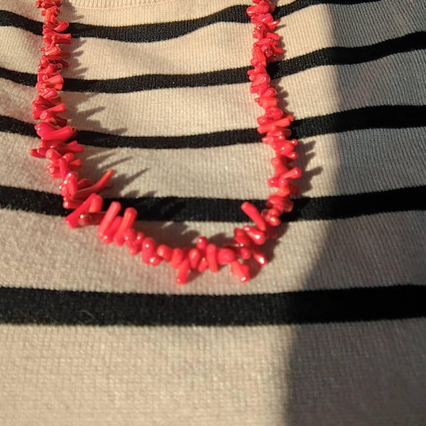Red Coral Chips Necklace, Natural Coral Choker for Women, Irregular Red ...