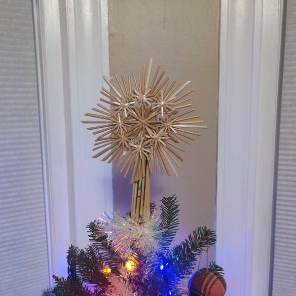 Christmas Tree Topper, Christmas Straw Topper, Rustic Christmas Star ...