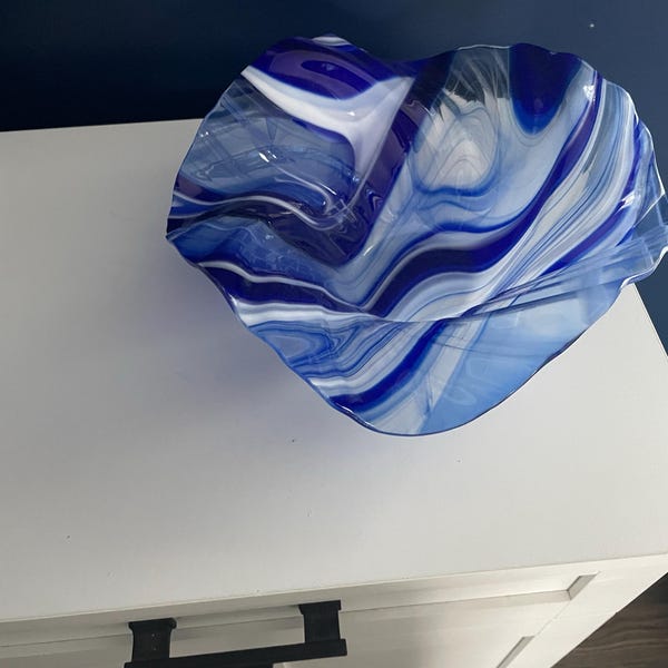 Handcrafted Coastal Pebble Dish: Sparkling Glass Art for Unique Home ...