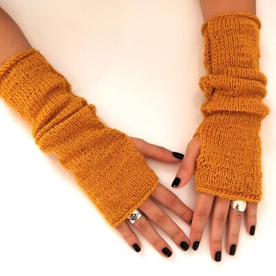 Mustard Long Wool Gloves Christmas Gift for Her Fall Fashion Gloves ...