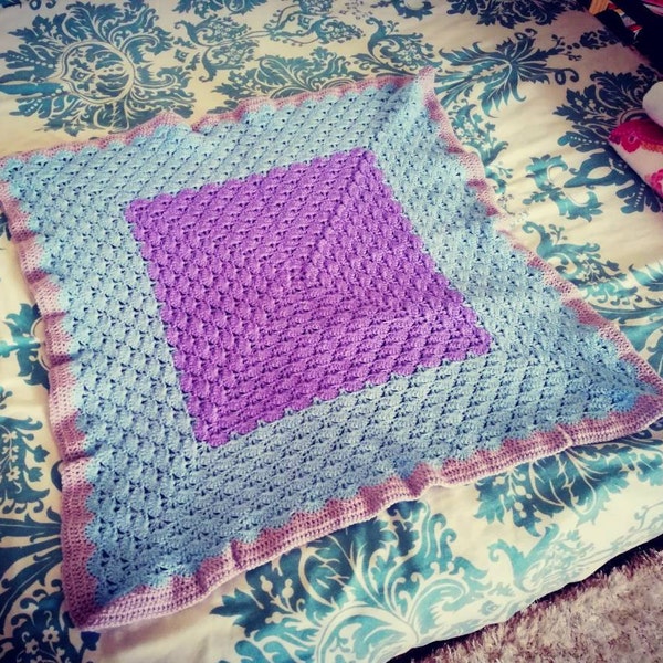 Crochet Shell Blanket Pattern: Any Size Square ENGLISH (PDF Download ...