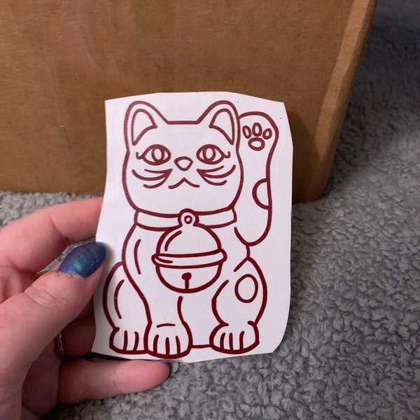 Vinyl Maneki Neko Decal for Water Bottle Kawaii Sticker Cup Sticker ...