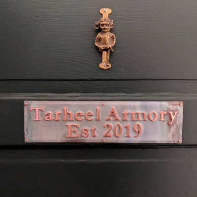 Small Copper Gate Door Name Sign Address Plaque up to 44 Letters of ...