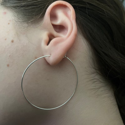 Large Silver Hoop Earrings. Solid 925 Sterling Silver Hoops ...