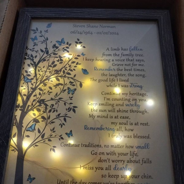 Memorial Lighted Shadow Box With Poem | Sympathy Gift for Loss of Loved ...