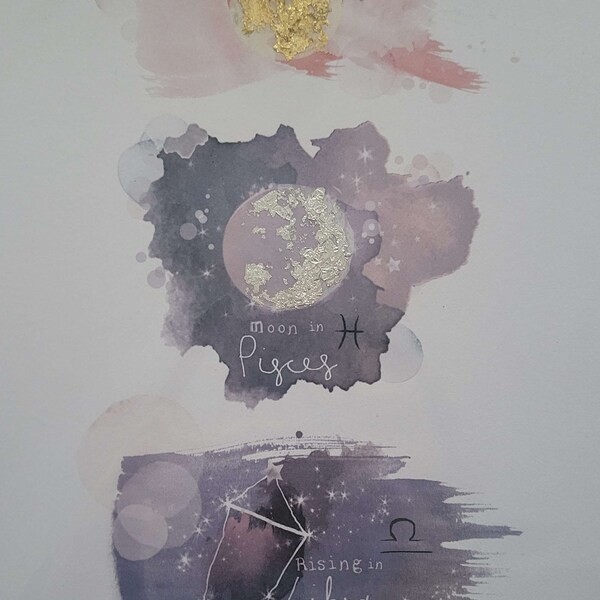 Personalised Zodiac Illustration - Moon Sign Art - Sun Sign Art ...