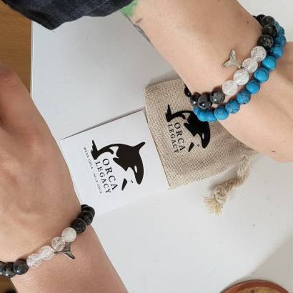 Orca Bracelet: Obsidian, Labradorite & Quartz Natural Gemstones - Etsy